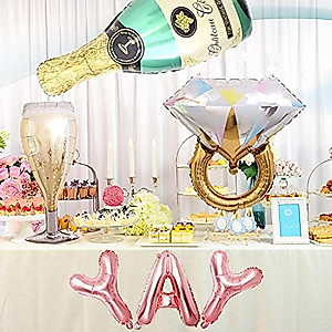 Bachelorette Party Decorations Balloons - Bridal Shower Decorations | YAY Party Banner Balloon | Champagne Bottle Goblet Balloons | Ring Foil | Engagement Party Decoration - Bachelorette Favor