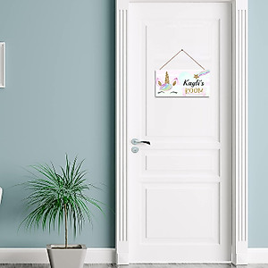 Unicorn and Princess Sign, Castle with Rainbow Personalized Sign,Girls Bedroom Baby Nursery Bedroom Door Sign Wood Plaque Sign Wall Decor Gift