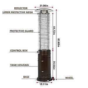 Garden Patio Heater,Outdoor Patio Heater,46000 BTU Propane Based Classic Design With Wheels,Easy Set Up,Commercial & Residential Outdoor Heater Electric Stand
