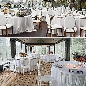 10 Packs Premium Round Tablecloth 90 Inch White Polyester Table Cloth Bulk Washable Polyester Fabric Tablecloths Table Cover for Wedding Party Banquet Buffet Table Holiday Dinner (White, 90 Inch)