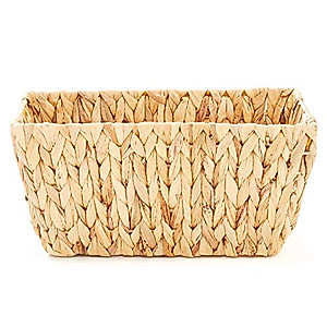 Americanflat Natural Set of 2 Rectangular Water Hyacinth Storage Baskets with Handles - Hand-Woven - Home Organizer Bins - Natural Water Hyacinth - Eco-Friendly
