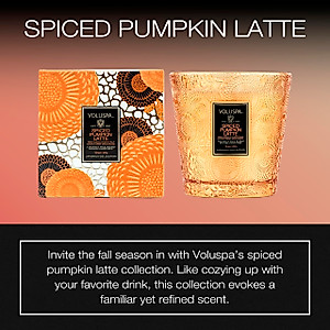 Voluspa Spiced Pumpkin Latte, 2 Wick Boxed Hearth Candle, 16.5 Ounce, 60 Hour Burn Time, All Natural Wicks and Coconut Wax for Clean Burning, Vegan, Poured in The USA