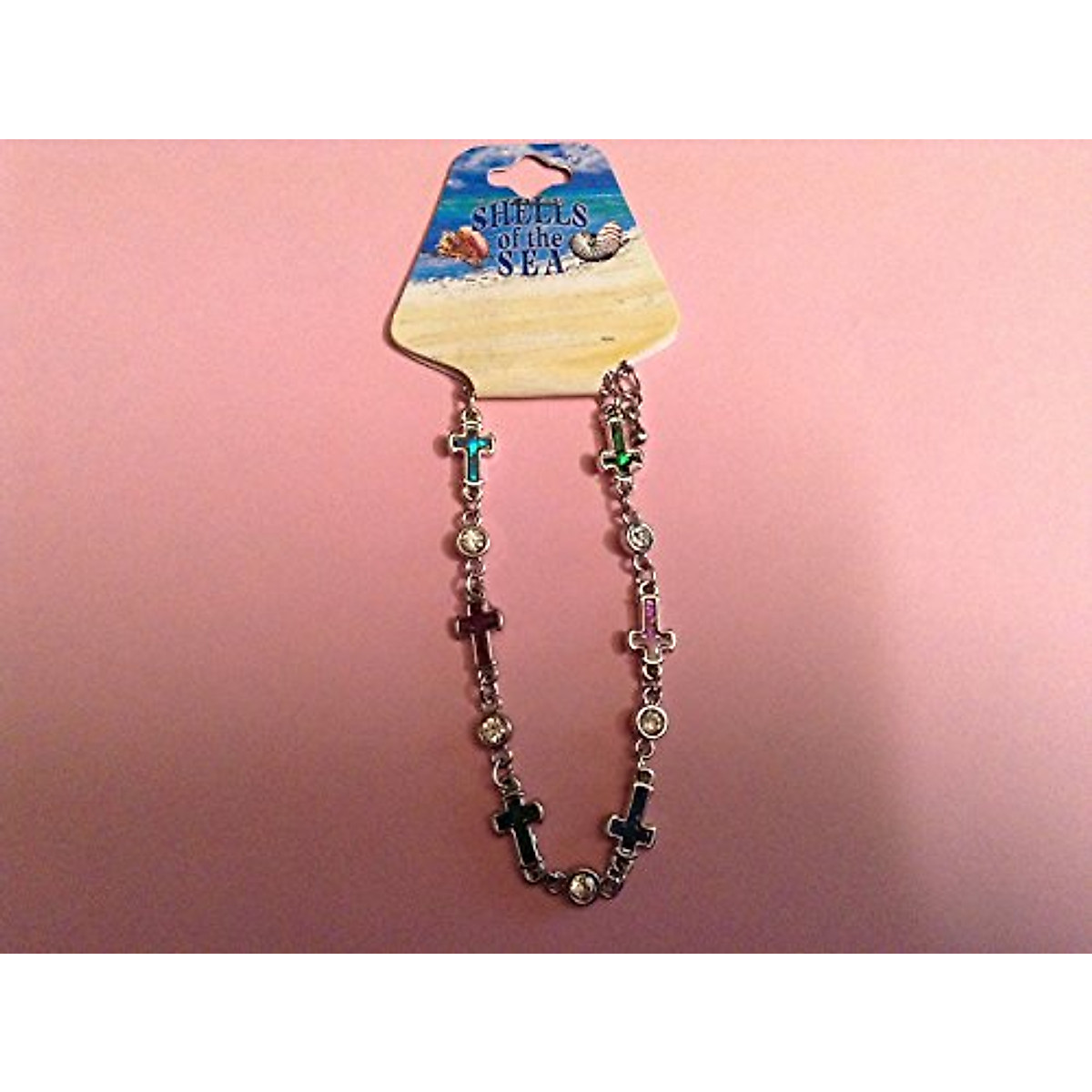 SHELL OF THE SEA,CROSS PAUA SHELL & CZ STONE INLAYED BRACELETS