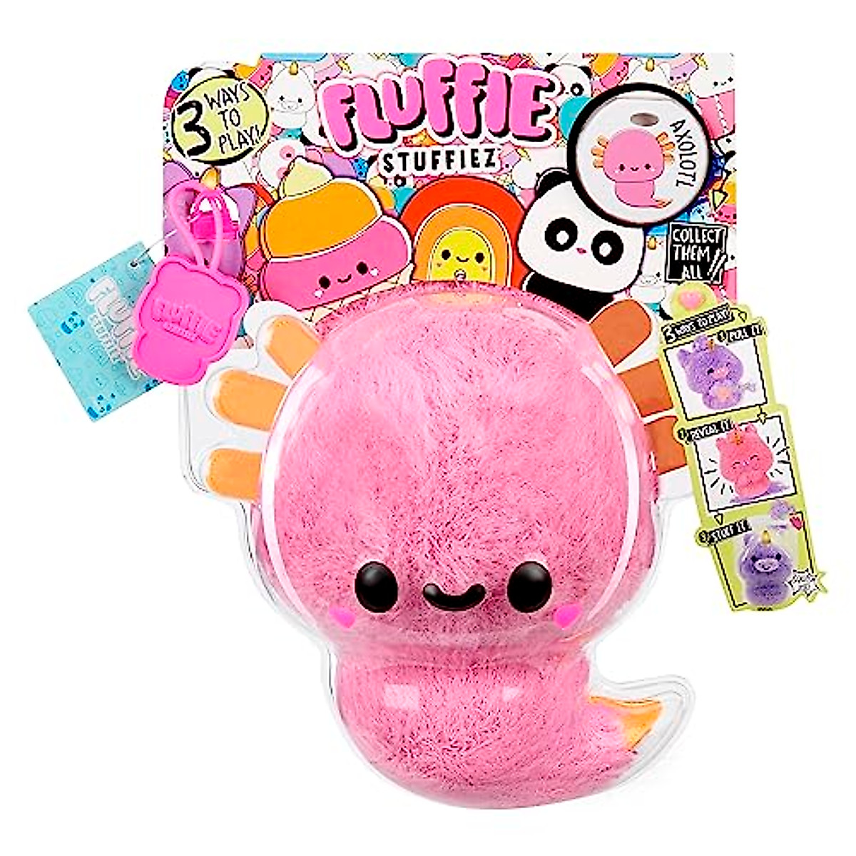 Fluffie Stuffiez Axolotl Small Collectible Feature Plush - Surprise Reveal Unboxing with Huggable ASMR Fidget DIY Fur Pulling, Ultra Soft Fluff