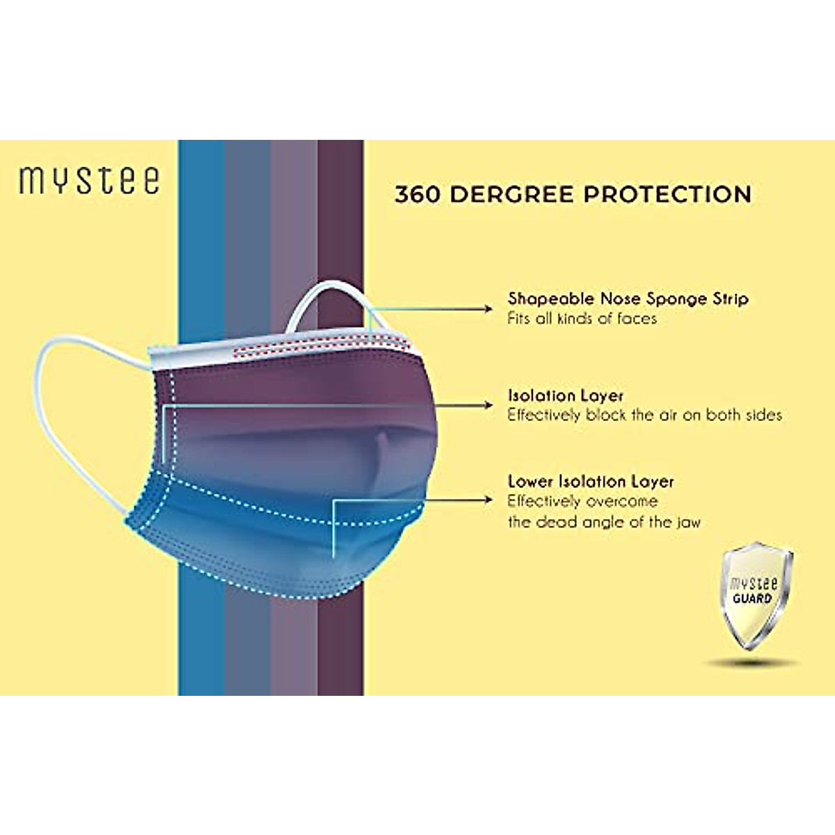 Mystee-2 15pcs Coloring Disposable 3-Ply Safety & comfortable Fashion Face Mask (Rose Gold)