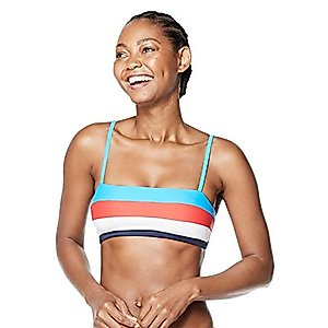 Speedo Women's Standard Swimsuit Bikini Top Adjustable Square Neck, Bittersweet, Medium