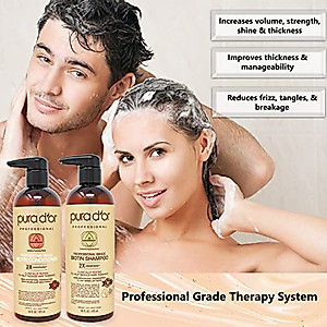 PURA D'OR Professional Grade Biotin Anti-Hair Thinning Shampoo & Conditioner, CLINICALLY TESTED Proven Results, 2X Concentrated DHT Blocker Thickening Products For Women & Men, Sulfate Free, 16oz x 2
