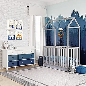Little Seeds Rowan Valley Skyler 3-in-1 Convertible Crib with Canopy, Dove Gray