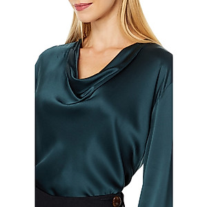 Vince Womens Cowl Nk L/S Blouse Shirt, Azure Onyx, XX-Small US
