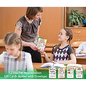 JUESMOS 12 Pack Teacher Gift Card Holder Teacher Appreciation Gift Cards Holder Teacher Money and Gift Card Sleeves Teacher Coffee Gift Card for Teacher Appreciation Week End of Year Graduation Gifts
