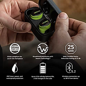 ISOtunes Free Aware Hearing Protection: True Wireless Bluetooth Earbuds with Audio Passthrough Technology