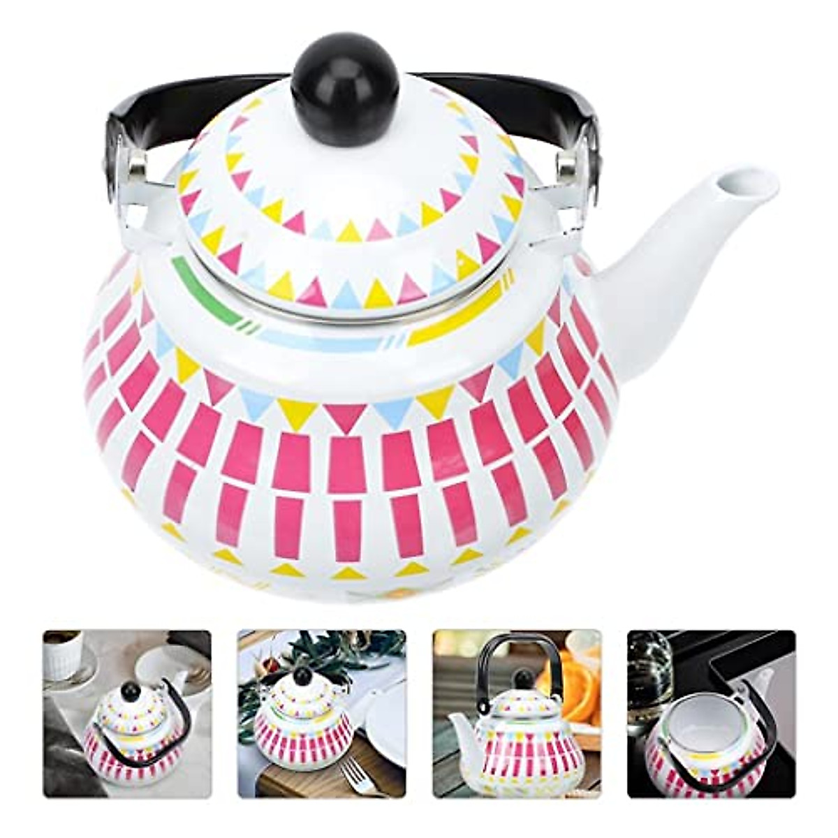 EYHLKM Household Enamel Kettle Decorative Enamel Teapot Water Boiling Kettle Teakettle (Color : Red)
