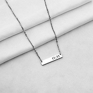 11 11 Angel Numbers Necklace Make A Wish Gift for Women Teen Girls(Silver)