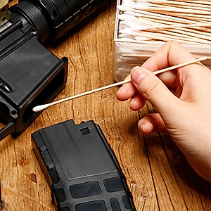 Norme 6 Inch 500 Pcs Long Cotton Swabs with Wooden Handles Cleaning Swabs Cotton Buds for Oil Makeup Eye Ears Eyeshadow Brush and Remover Tool in Storage Case(Round Tip)