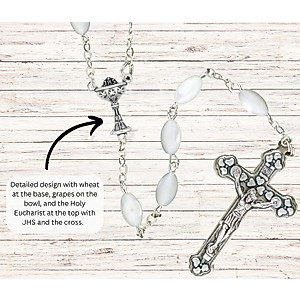 Pack of 10 - First Holy Communion Chalice Sacrament Rosary Center Piece Rosary Connector, 7/8" Silver Oxidized - Made in Italy