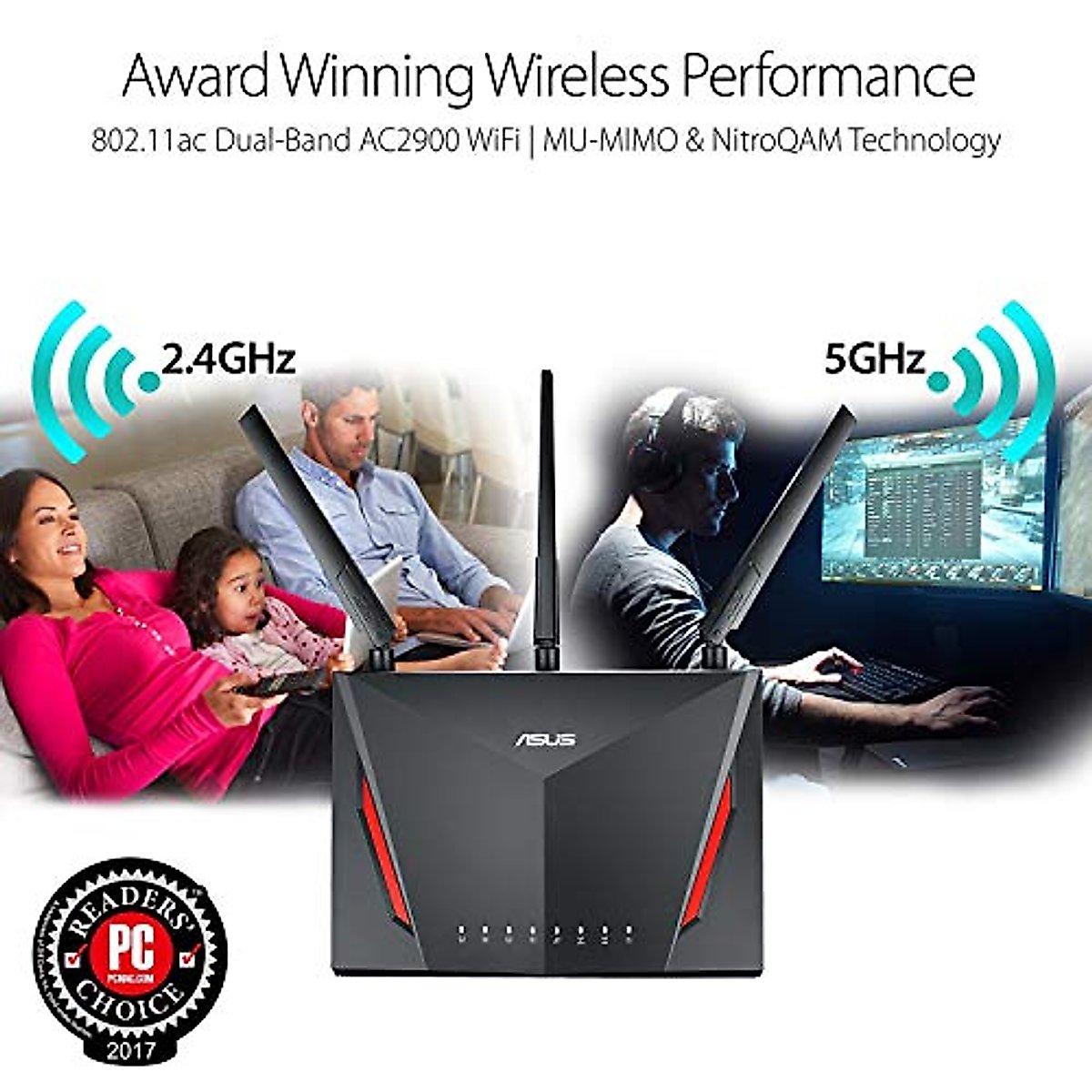 ASUS AC2900 WiFi Gaming Router (RT-AC86U) - Dual Band Gigabit Wireless Internet Router, WTFast Game Accelerator, Streaming, AiMesh Compatible, Included Lifetime Internet Security, Adaptive QoS