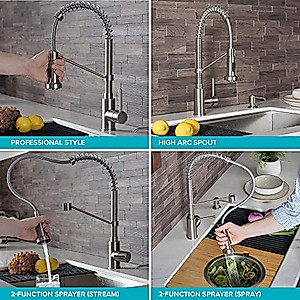 KRAUS Bolden Commercial Style 2-Function Single Handle Pull Down Kitchen Faucet in Spot-Free Antique Champagne Bronze, KPF-1610SFACB
