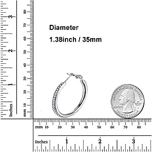 YUQIGG Silver Hoop Earrings, Fashion CZ Cubic Zirconia Rhinestone Hoops White Gold Plated Hoop Earrings for Women Gifts 1.38in