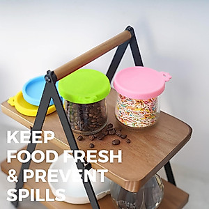 BENIFILE 3-in-1 Oui Yogurt Jar Lids - 4 Pack Oui Jar Lids Compatible with Yoplait Yogurt Container Reusable Silicone Stretch Canning Lids Replacement Covers for Oui Yogurt Glass Jars