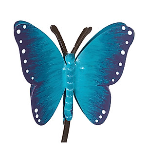 La Crosse 704-4645B Blue 5 inch Capacity Glass Butterfly Rain Gauge with Ground Rod