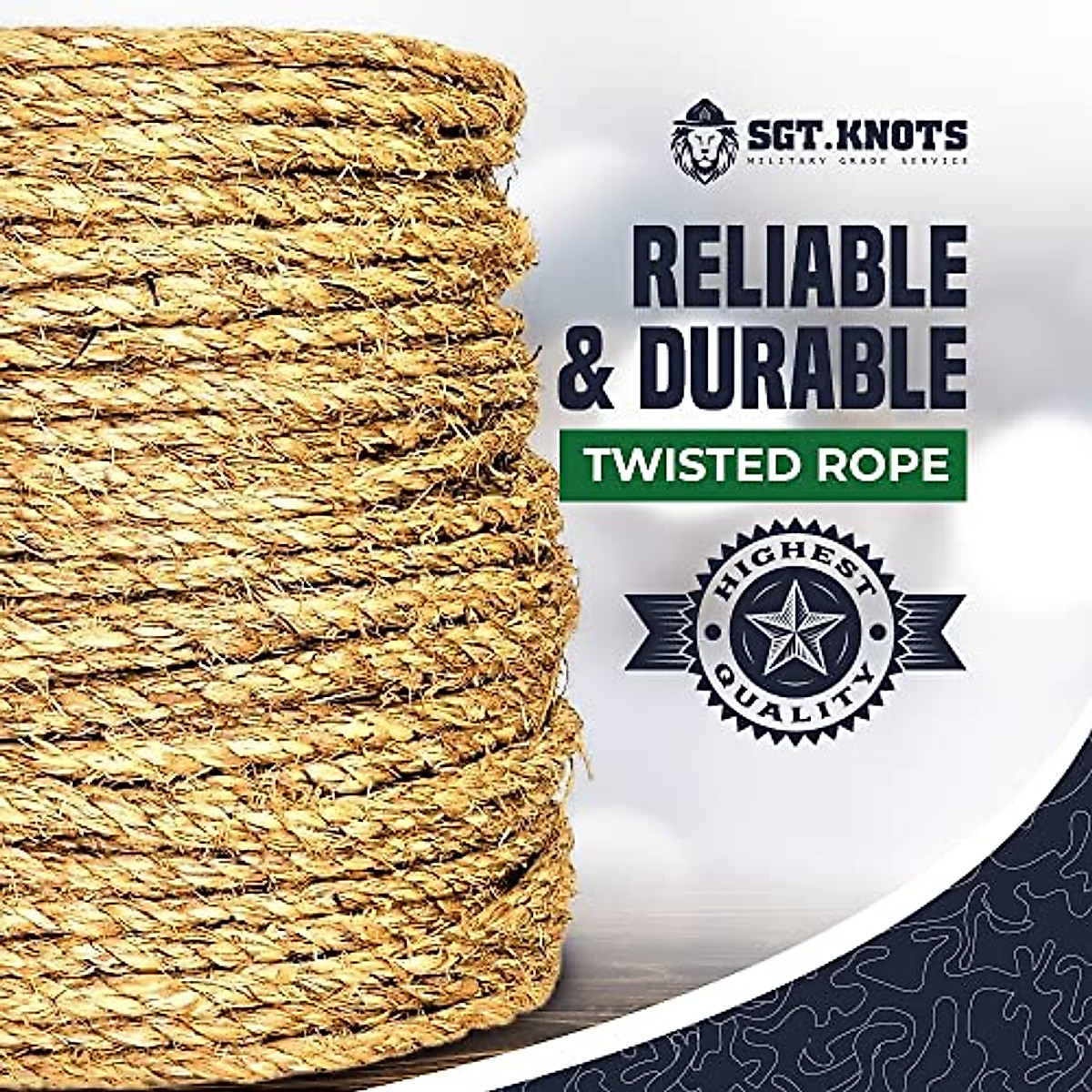 SGT KNOTS Twisted Manila Rope - Natural 3 Strand Fiber Hemp Rope for Indoor and Outdoor Use | Multipurpose Manila Rope for Crafts, DIY Projects, Home Decorating, Climbing | 1/2 in x 25 ft