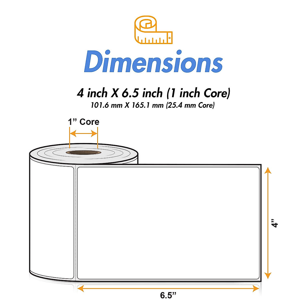 OfficeSmartLabels – 4" x 6.5" Direct Thermal Labels - Compatible with Zebra & Rollo Desktop Printers and More – 1” Core, Permanent Adhesive & Perforated (1 Rolls, 250 Labels)