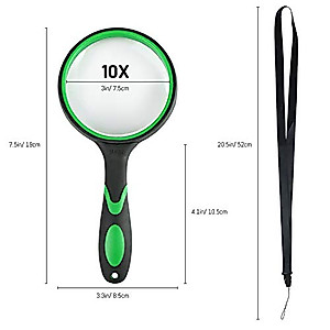 MODOWEY 4Pcs Magnifying Glass, 10X Magnifying Glass Handheld for Kids Seniors, 75mm Magnify Glasses Lens Non-Slip Soft Handle Page Magnifier for Reading, Explorin, Crafts, Plant, Science