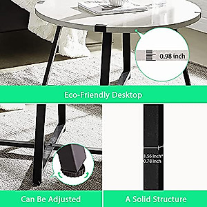 AZL1 Life Concept Rustic Farmhouse Round Metal Coffee Accent Table for Living Room, Grey Concrete