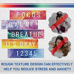 80 Pcs Anxiety Sensory Stickers with Inspirational Quotes Calm Textured Strips Relief Mental Health Stickers School Office Adhesive Sensory Tape Anti Stress Toys for Adults Teens (Watercolor)
