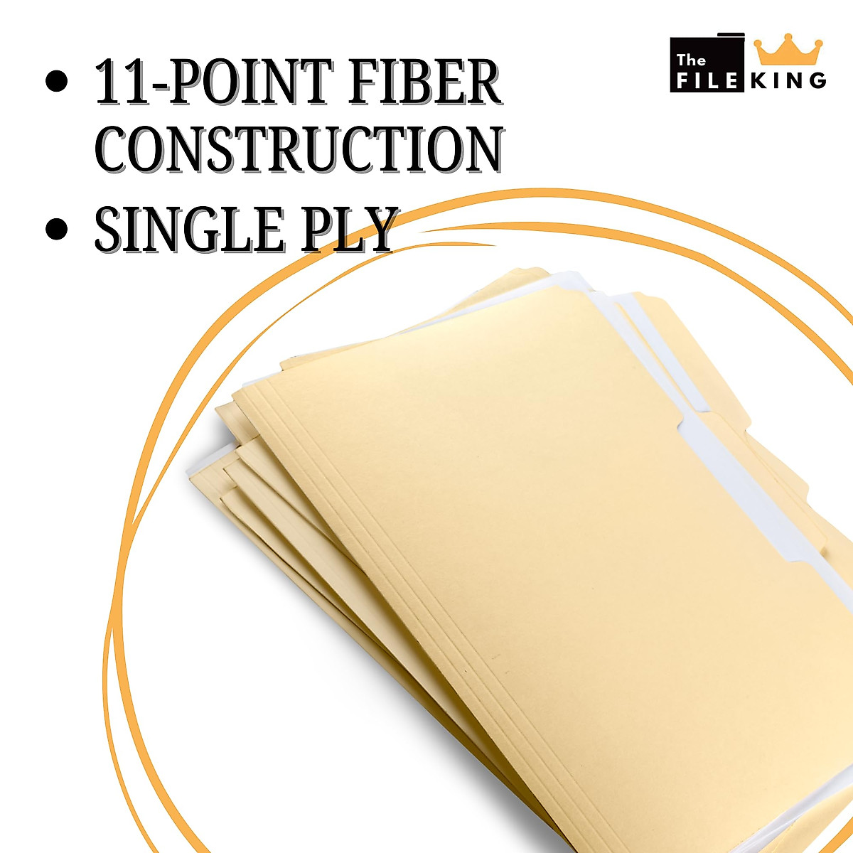 The File King 1/3-Cut Top Tab Manila File Folder - Letter Size | Box of 100 | Made in America | Assorted Tab Positions | 11-Point Fiber | Organize Home & Office Papers