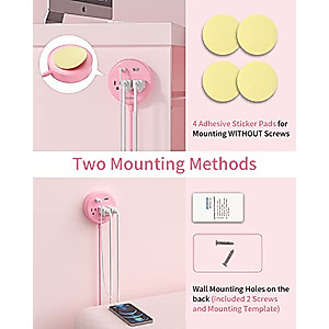 Rose Pink Power Strip with USB, NTONPOWER Flat Plug Extension Cord Nightst&Desktop Charging Station with 3 Outlet &2 USB, Wall Mount, Small Size for Dorm Room Home Office Travel, ,'5 FT Cord