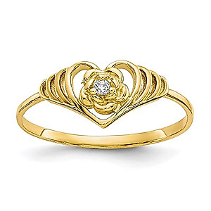 IceCarats 10K Yellow Gold Cubic Zirconia CZ Heart Love Ring Size 6