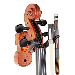 PUNK Violin Viola Wall Mount Hanger,Violin Viola Hook,Mahogany Violin holder,with Bow Hook,Home & Studio Wall Mount Violin Hangers (Mahogany)