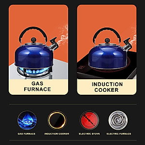 Housoutil Blue mirror Stove Top Tea kettle, Stovetop Whistling Tea Pot,Food Grade Stove Tea Pot with Heat Resistance Handle, Anti-Rust and Loud Whistling, Stainless Steel Tea kettle for Stovetop