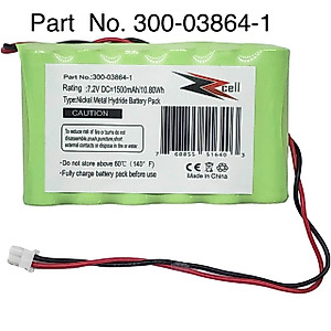 ZZcell 2-Pack Battery for Honeywell Alarm 300-03864-1, Lynx L3000, Lynx L5000, Lynx L5100, ADEMCO 300-03865, 7.2V, 1500mAh (NOTE: Please Check Part Number Before Purchase -Battery Connector- 2 Prong)