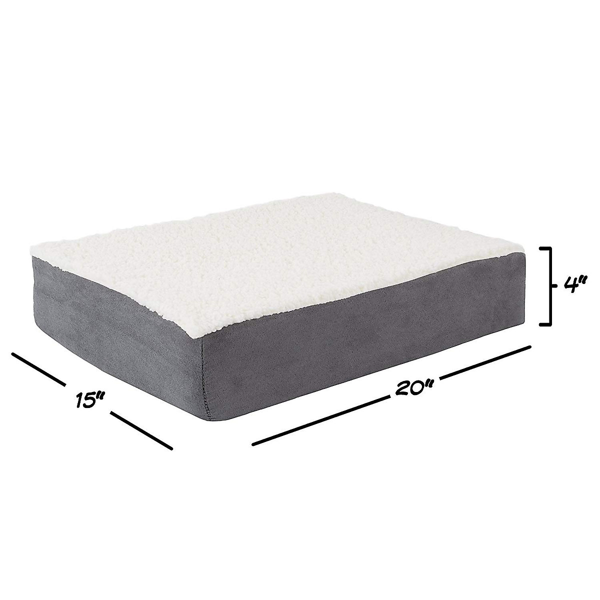 Orthopedic Dog Bed - 2-Layer Memory Foam Crate Mat with Machine Washable Sherpa Cover - 20x15 Pet Bed for Small Dogs Up to 20lbs by PETMAKER (Gray)