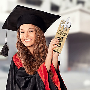 60 Pieces Graduation Silverware Bags Utensil Cutlery Holders Class of 2023 Graduation Party Supplies for College, Senior, High School Congrats Grad Centerpiece Table Decor (Kraft Paper)
