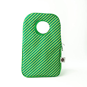 milkdot Designer Insulated Lunch Bag, Green Reusable Cooler Tote for Food & Drinks, Perfect for Women, Men and Kids, Stylish for boy and girls of all ages (Green Stripe)