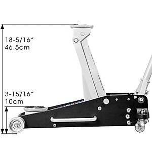 WOLF Hydraulic Low Profile Aluminum and Steel Racing Floor Jack with Dual Piston Quick Lift Pump, 3 Ton (6,000 lb) Capacity, Black, WFT830011LB