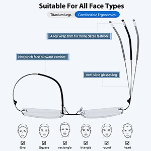 SUGLSS Photochromic Progressive Multifocus Reading Glasses for Men Women Diamond Cut Anti-Blue Light Multifocal Reader Diamond-cut Titanium Frame Transition Sunglasses No Line Eyeglasses 2.5