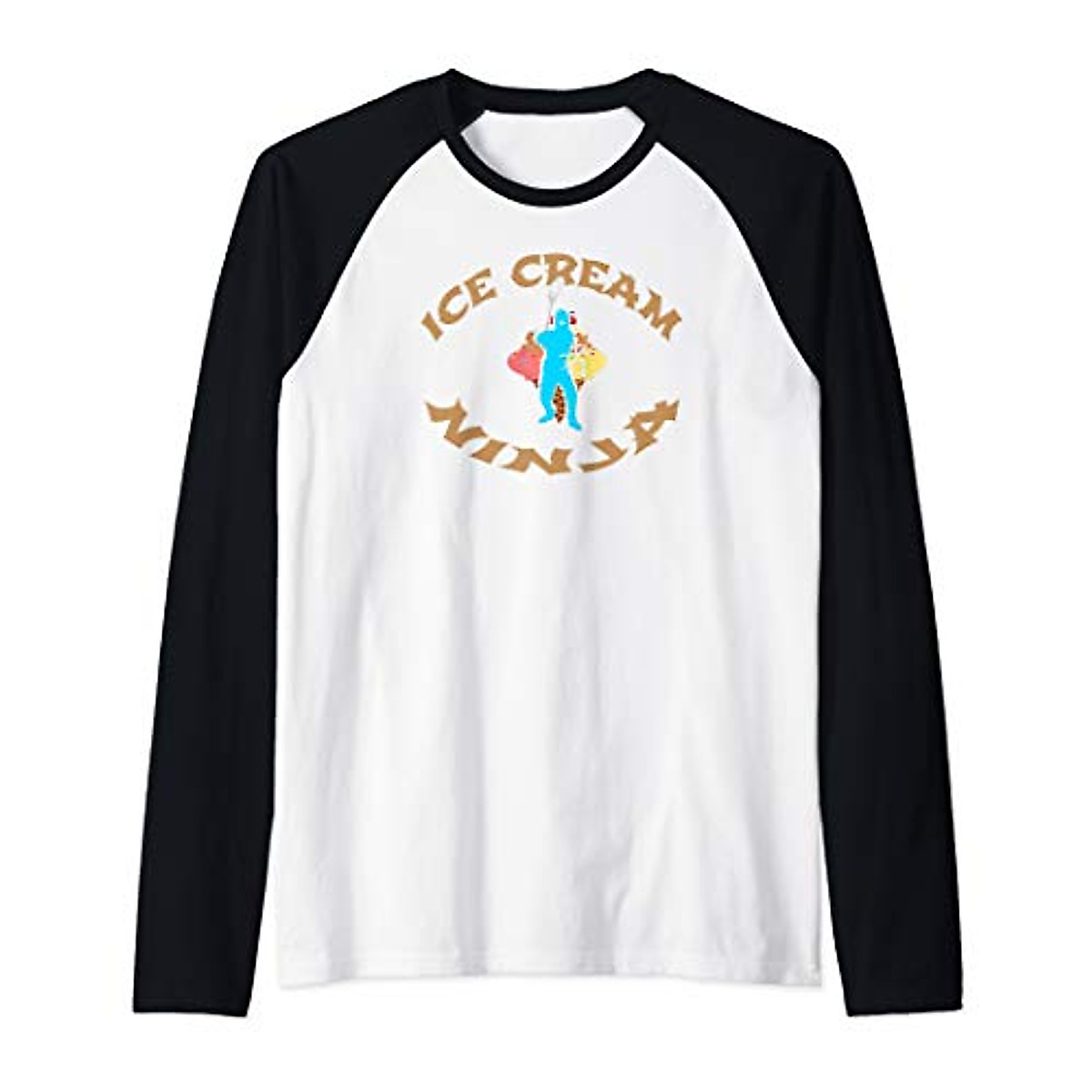 Ice Cream Lovers Ninja Funny Favorite Ice Cream Eater Raglan Baseball Tee