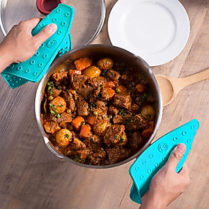 Premium Silicone Pot Holder for Pots/Pans | Multipurpose Trivets | Hot Pad, Spoon Rest, Coaster and More | 2 Pads | Featuring Heat Resistant Core Tech | UpGood Pro Series (Cool Kitchen Tools, Teal)