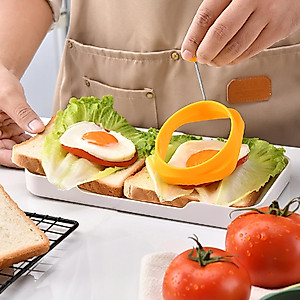 Egg rings, silicone fried egg rings, round egg cooker rings, double-sided fried egg rings for breakfast cooking, fried egg rings non-stick mold - 5 Pack