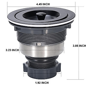 Kitchen Sink Drain 3-1/2 Inch Black Sink Drain Assembly Kit, Removable Deep Sink Strainer Basket with Sink Stopper/Sealing Lid for Home, Kitchen, Stainless Steel