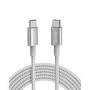 Anker Cable 100W 10ft, New Nylon USB C to USB C 2.0, Type C Charging Cable Fast Charge for MacBook Pro 2020, iPad Pro 2020, iPad Air 4, Galaxy S20, Pixel, Switch, LG, and More(Silver)