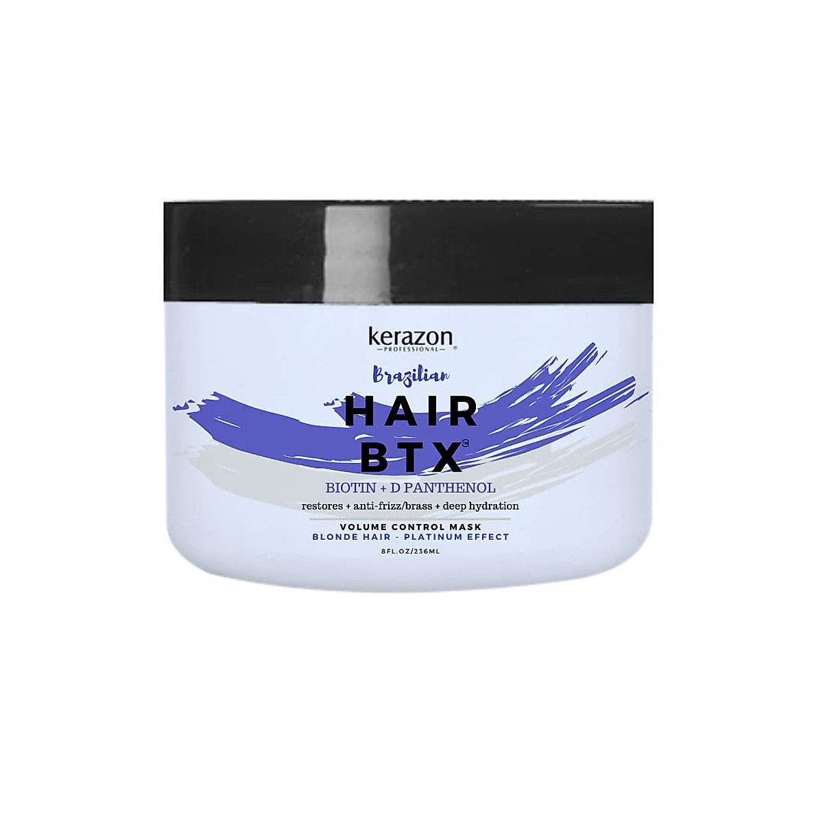 KERAZON Blonde Brazilian Hair BTX Treatment Purple Mask Platinum Effect & Silver Hair Providing Smoothing, Deep Hydration, Anti-Brass, Shine, Softness, Volume & Frizz Control