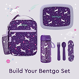 Bentgo Kids Insulated Lunch Tote - Water-Resistant, Reusable, Lightweight & Durable Lunch Bag with Water Bottle Holder & Mesh Pocket, Fits Lunch Box & Water Bottle - Ideal for Ages 3+ (Unicorn)