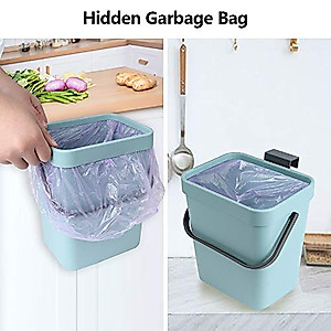 VIGIND Hanging Small Trash Can with Lid Under Sink for Kitchen, 5 L/ 1.3 Gallons Plastic Waste Basket,Food Waste Bin,Kitchen Compost Bin for Counter Top,Bathroom/Office (Blue)
