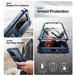 Dexnor Full Body Case for Samsung Galaxy S20 Ultra/6.9 inches, [Built in Screen Protector and Kickstand] Heavy Duty Military Grade Protection Shockproof Protective Cover for Galaxy S20 Ultra,Navy Blue