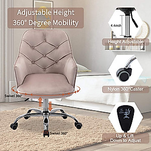 SSLine Velvet Home Office Chair,Modern Swivel Accent Chair,360° Upholstered Adjustable Swivel Armchair Desk Chair Reception Chair Nice Task Chair for Office, Living Room,Bed Room(Grey)